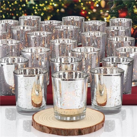 Accents | Silver Votive Candle Holders 24pcstealight Candle Holders For ...